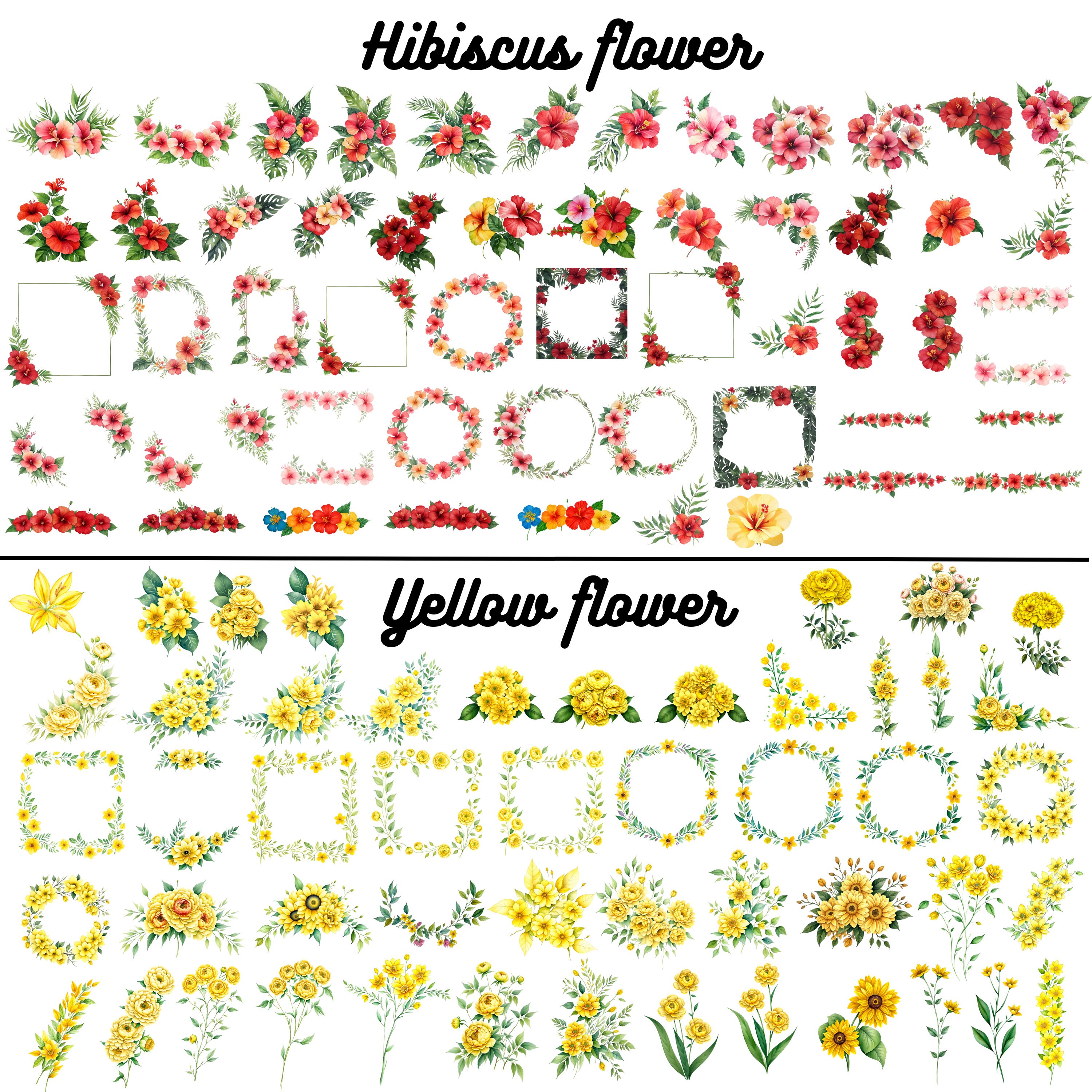 Flower Clipart PNG, Flower Bundle PNG, Watercolor Flower Blue, Orange ...