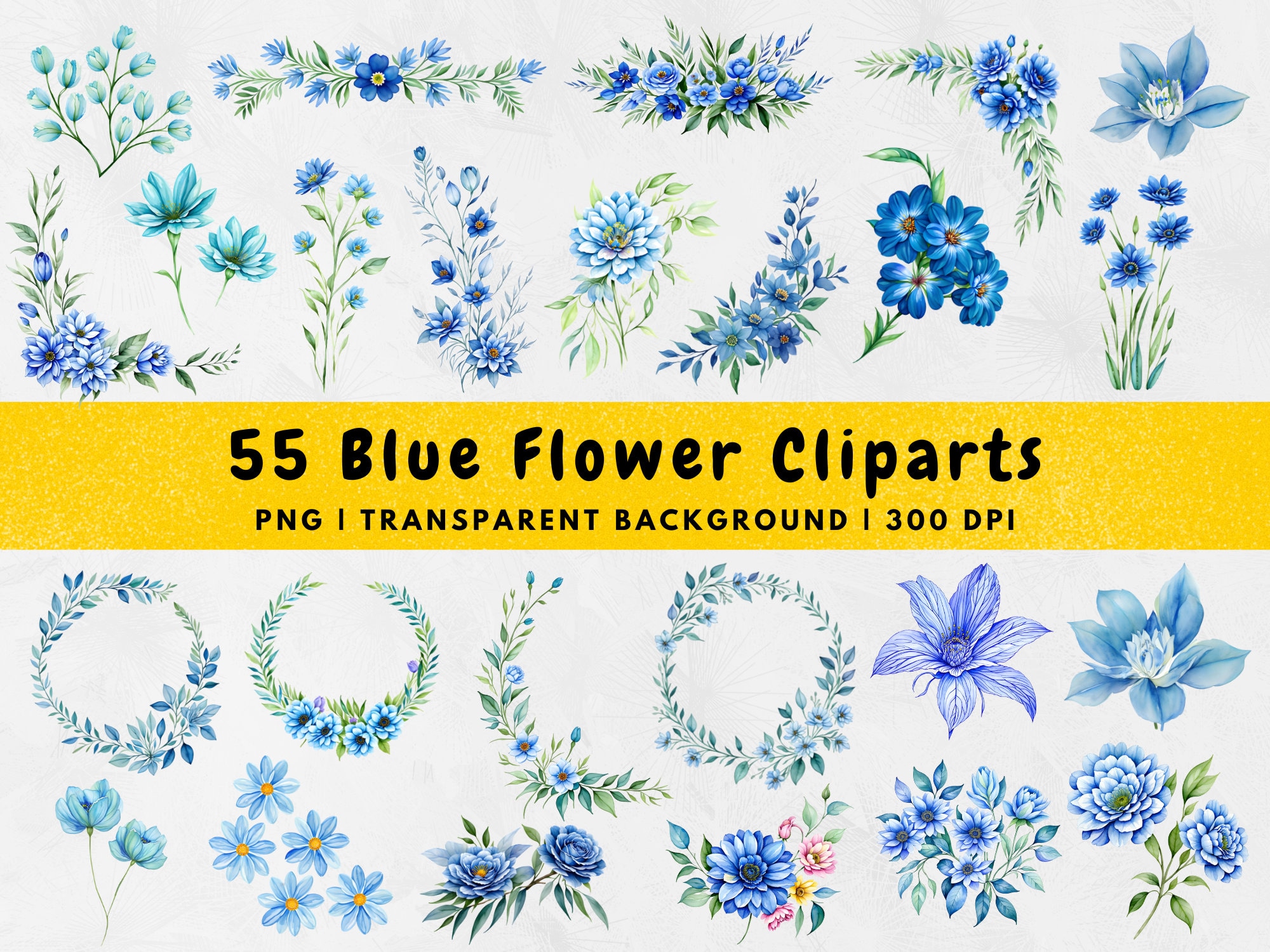 Blue Flower Border Line