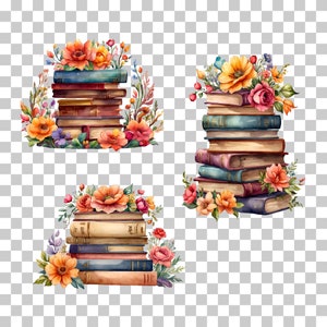 30 Vintage Book Flower PNG, Book Lover Clipart, Books Flowers, Bookish ...