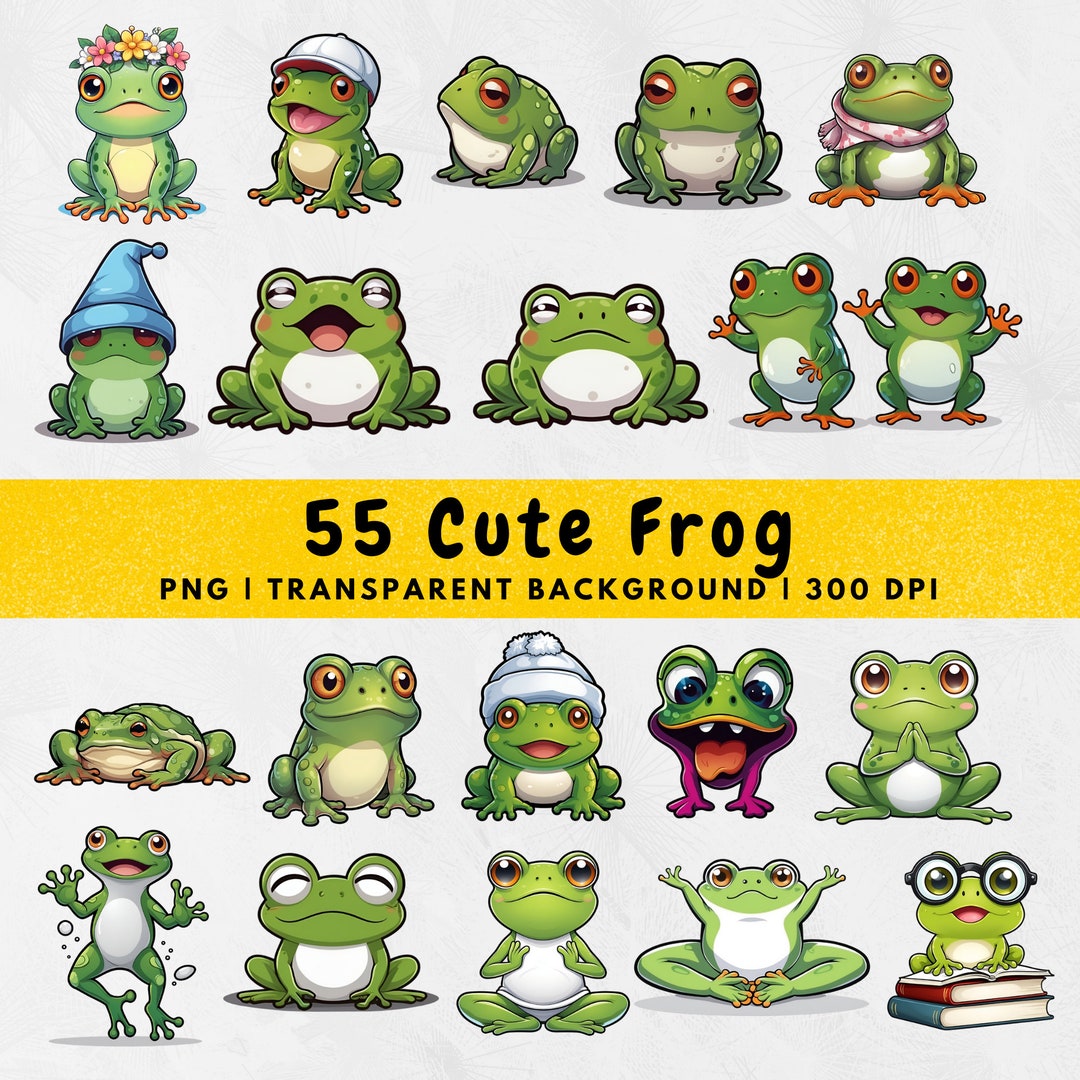 55 Watercolor Frog PNG, Cute Frog Clipart, Frog Digital Art, Cute and ...