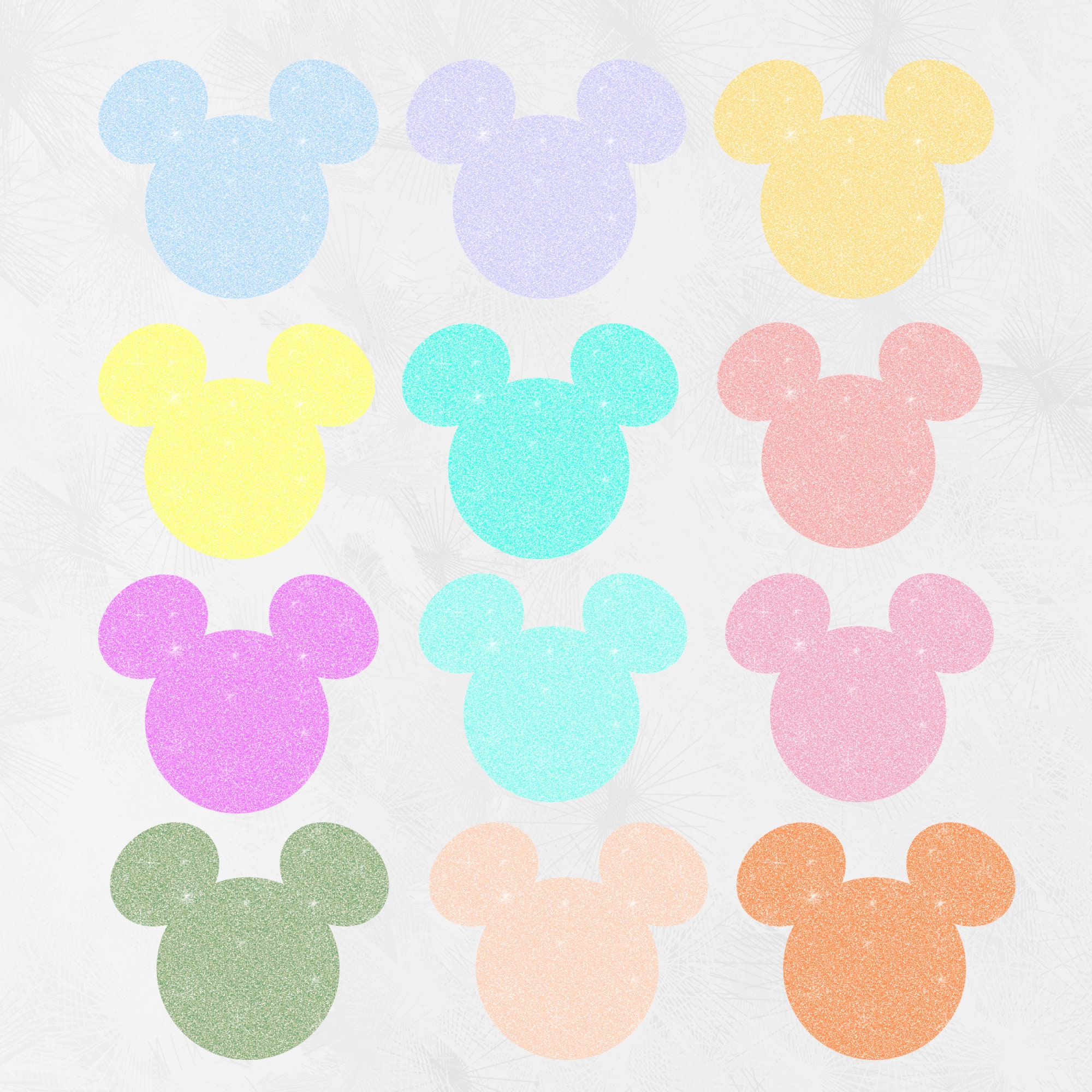 25 Pastel Glitter Mickey Head PNG, Mickey and Minnie Mouse Glitter ...