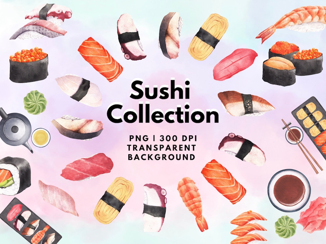 56 Sushi Clipart, Sushi PNG, Sushi Frame, Sushi Wreath, Sushi ...