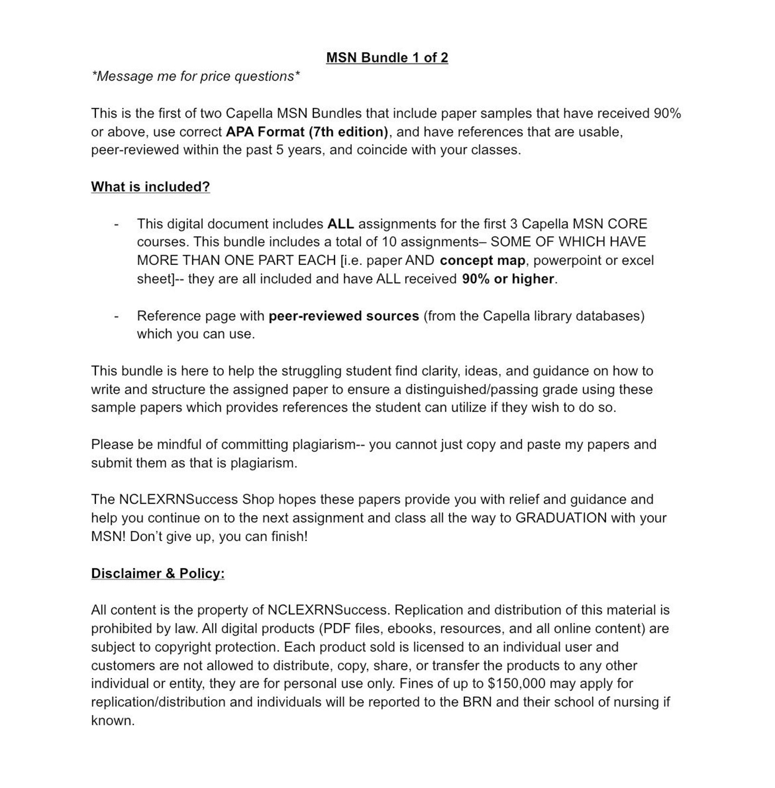 Bundle 1 of 2: Capella RN-MSN Flexpath Complete Sample Papers of First ...