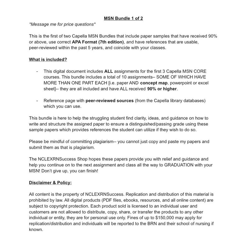 Bundle 1 of 2: Capella RN-MSN Flexpath Complete Sample Papers of First ...