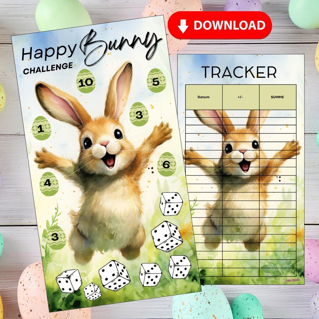 Happy Bunny Challenge Printable Savings Game for Kids & Adults | Easter ...