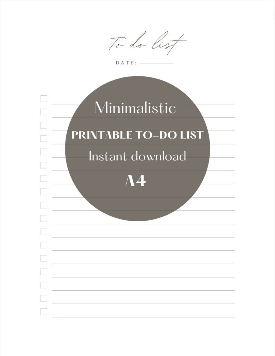Minimalistic Printable A4 To-do List - Etsy