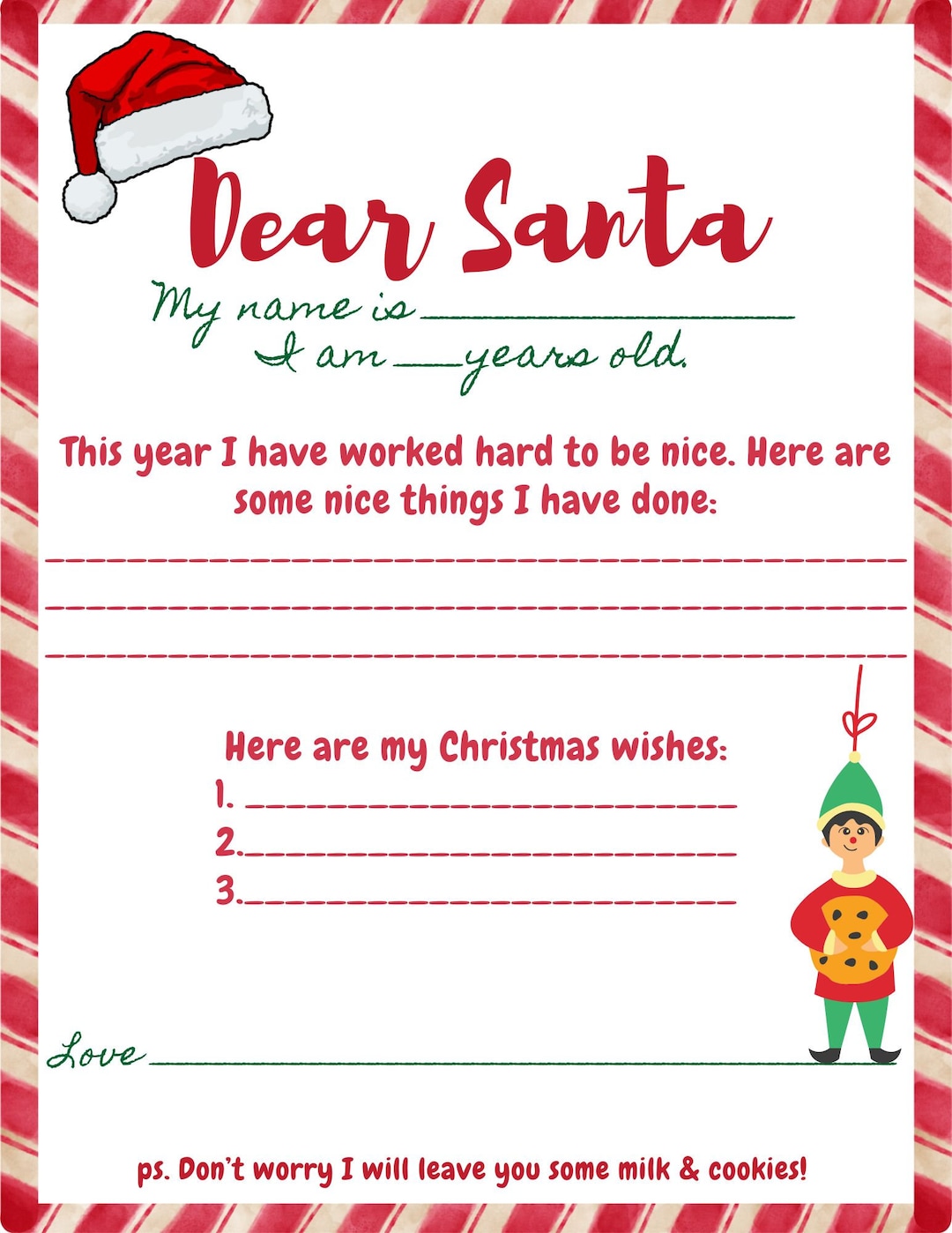 Dear Santa Letter Dear Santa Dear Santa Christmas Letter - Etsy