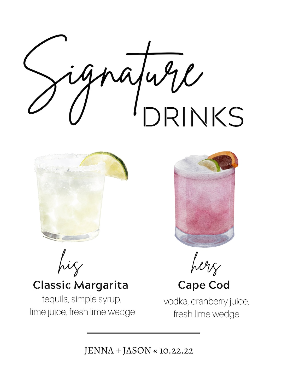 His and Hers Signature Drink Wedding Sign - Etsy