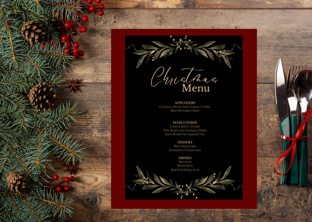 Christmas Party Menu Template, Digital Download, Dinner Menu - Etsy