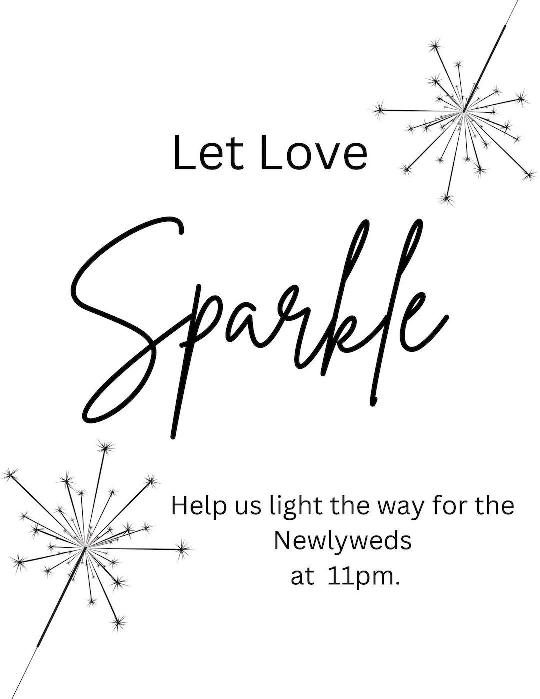 Let Love Sparkle Sign, Editable Wedding Digital Prints, Minimalist ...
