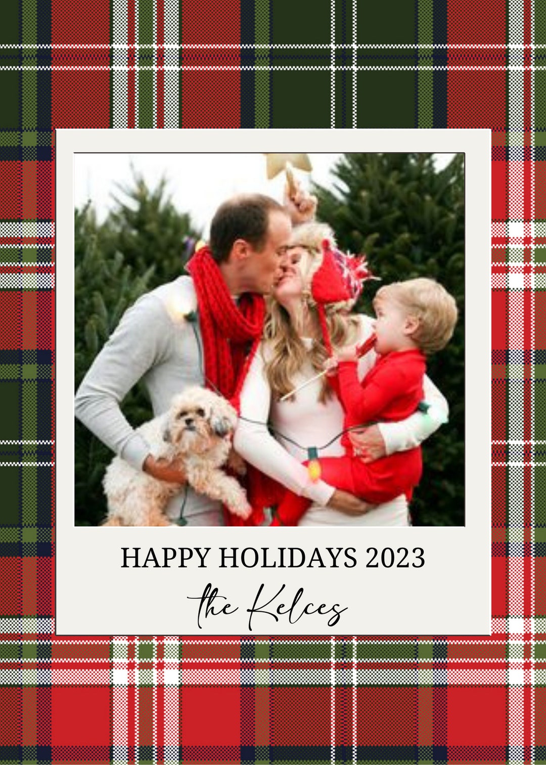 Plaid Christmas Card, Editable Christmas Template, Christmas Card - Etsy