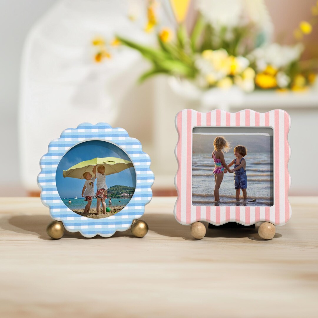 4x4in Wave Striped Frame,pink Blue Photo Frame，baby Picture Decor，beach ...