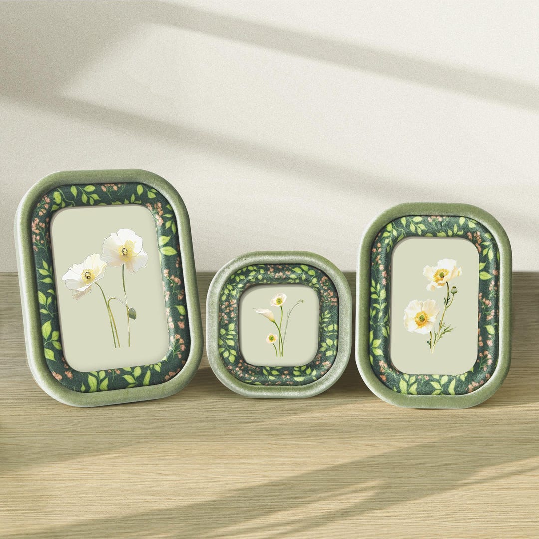 Green Velvet Frame, Printed Photo Frames，spring Summer Cottage Decor ...