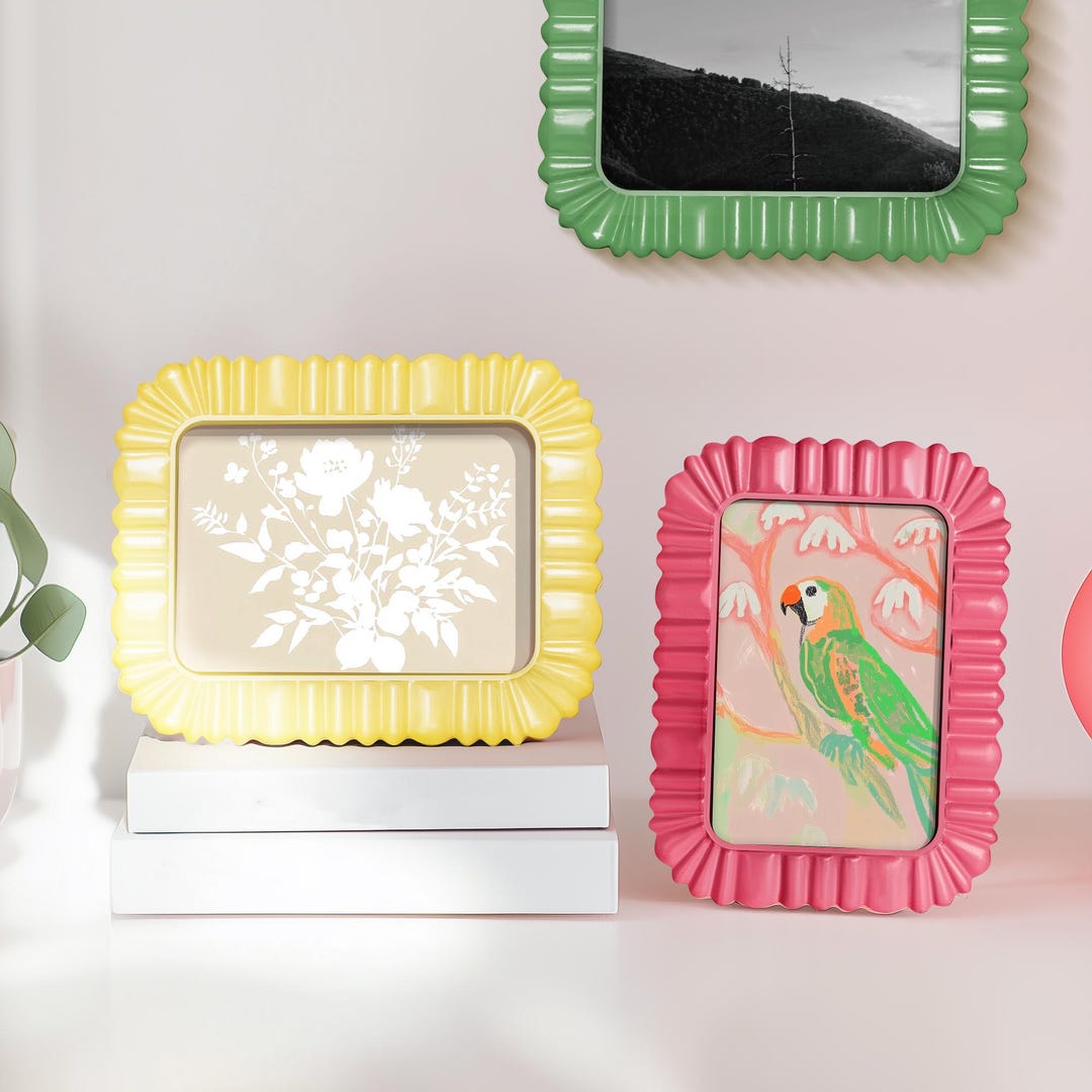 Handmade Wavy Picture Frame, 5x7 Funky Photo Frame, Colorful Retro ...