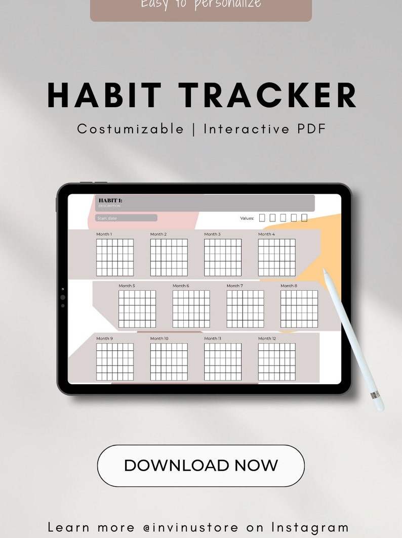 Habit Tracker / Simple and Costumizable / Goodnotes and Remarkable - Etsy