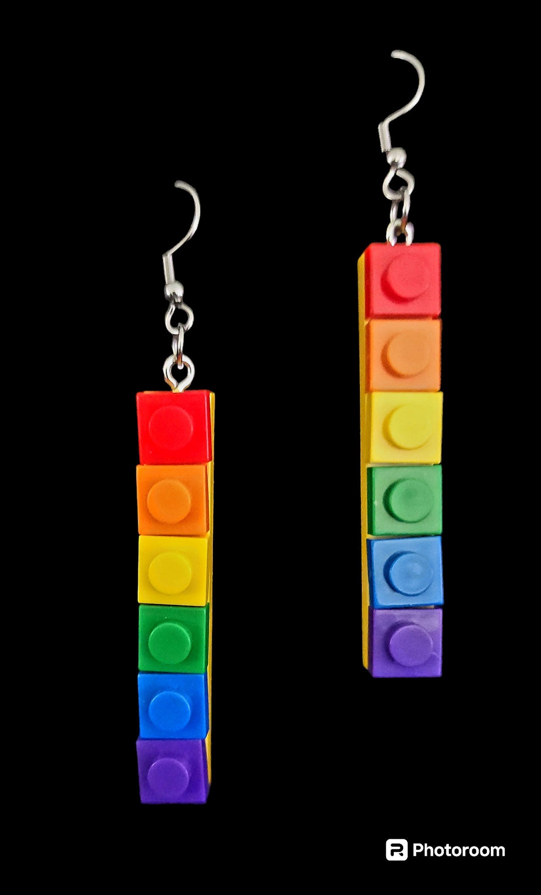 Building Block Rainbow 3D Printed Earrings - Etsy