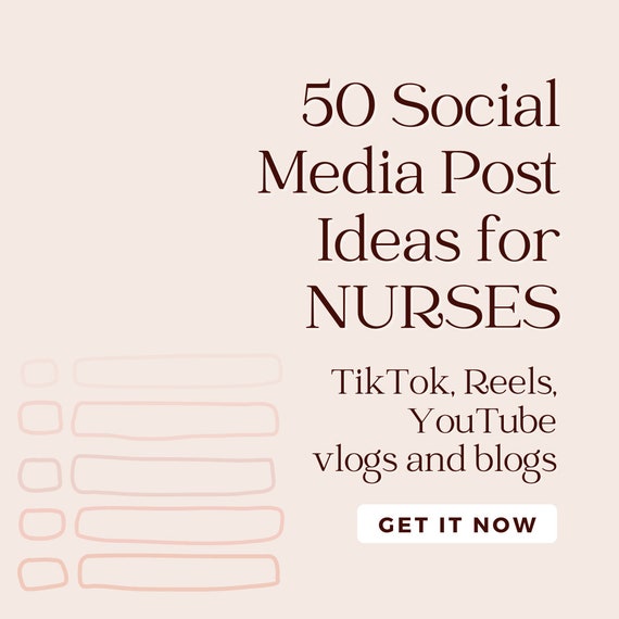 50 Social Media Post Ideas for Nurses Digital Tiktok Youtube - Etsy