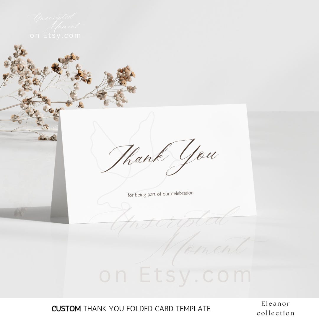 Minimalist Thank You Card Custom Template 7x10" (folded) or 3.5x5 ...