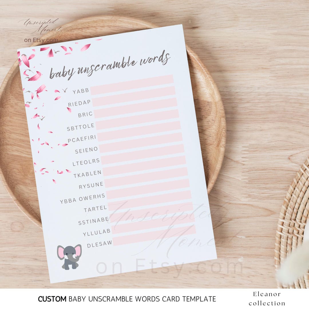 Eleanor Custom Editable DIY Baby Unscramble Words Game Template for ...