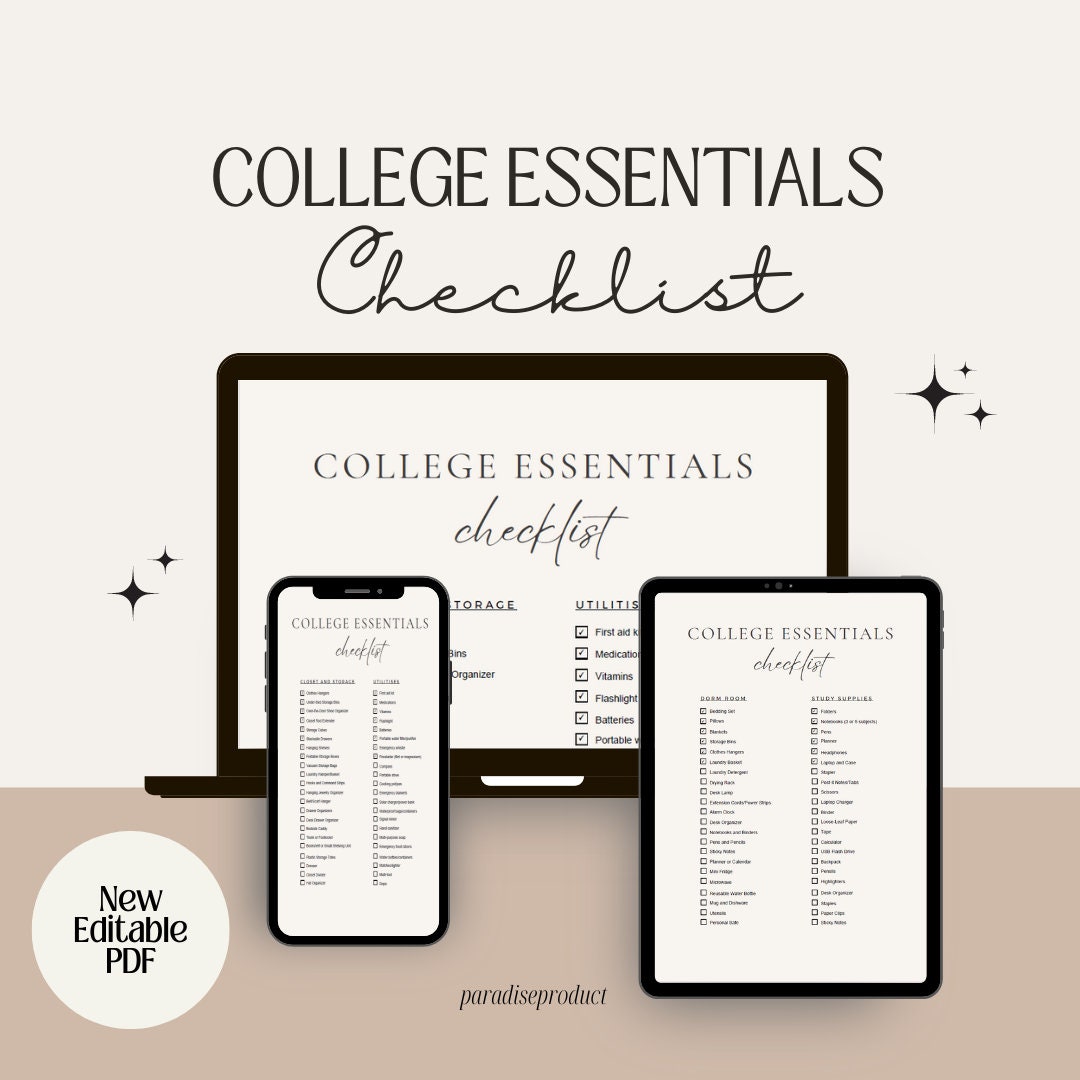Ultimate College Starter Pack: Printable Dorm Room Packing List A4 PDF ...