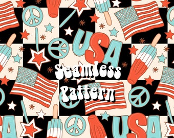 USA 4th of July Cakepop Coffee Repeating Seamless Pattern File Design ...