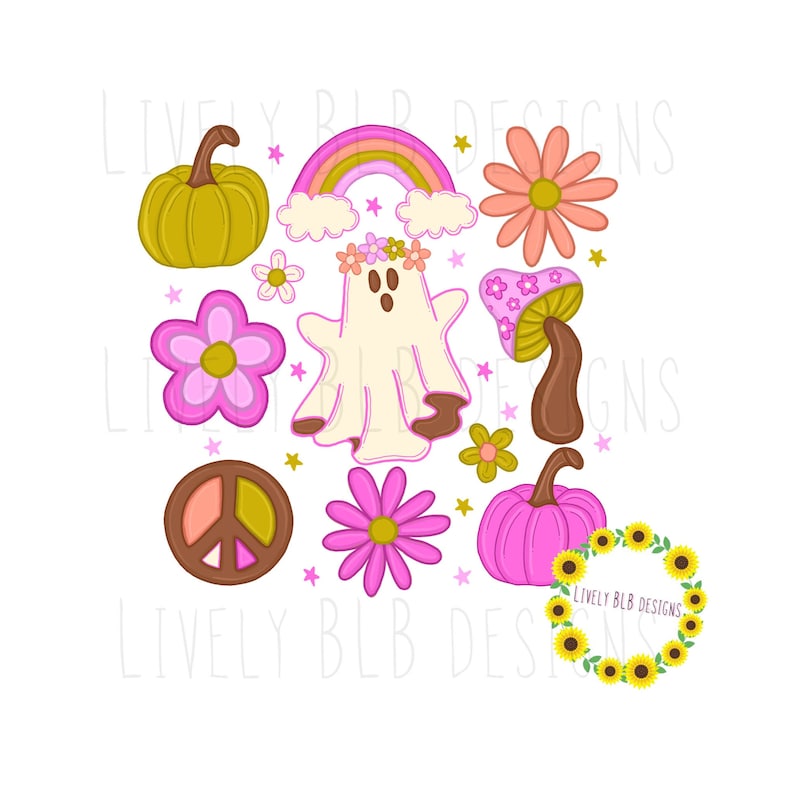 Retro Hippie Halloween Ghost PNG Tshirt Sublimation - Etsy