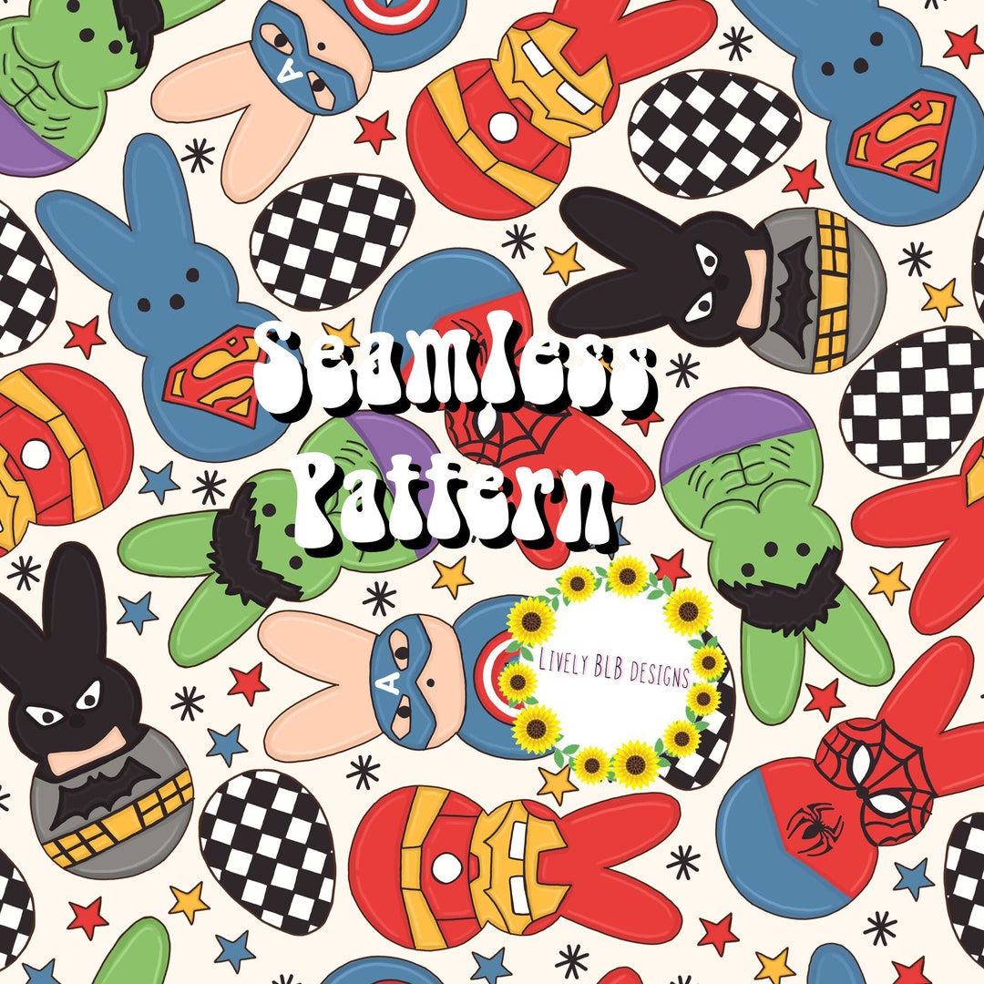 Easter Superhero Peep Repeating Seamless Pattern File Design - Etsy