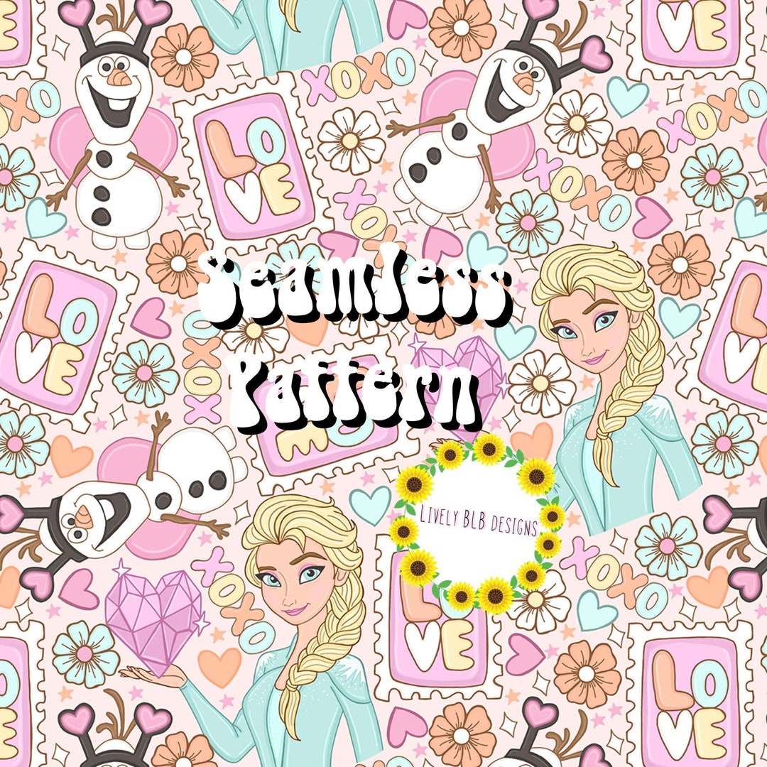 Valentines Winter Princess Repeating Seamless Pattern File Design - Etsy