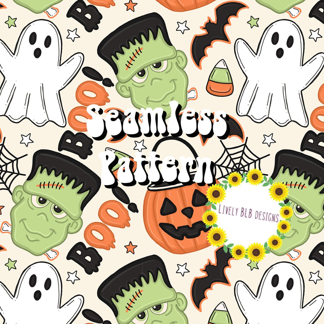 Halloween Frankenstein Repeating Seamless Pattern File Design - Etsy
