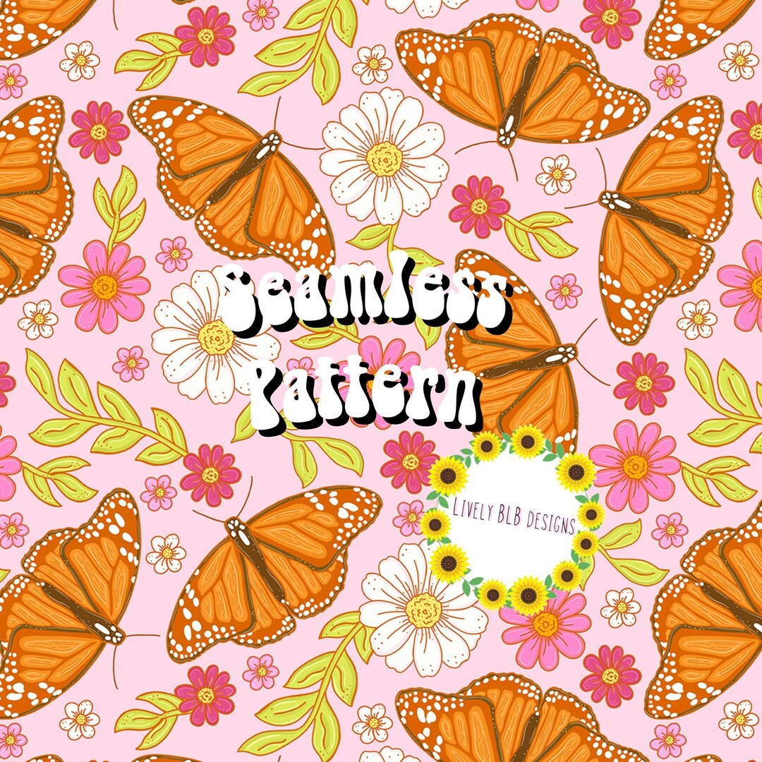 Spring Floral Pink Butterfly Repeating Seamless Pattern File Design - Etsy