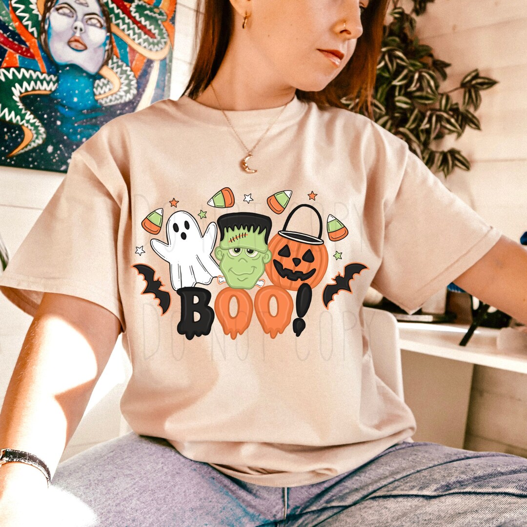 Boo Halloween Frankenstein PNG Tshirt Sublimation - Etsy