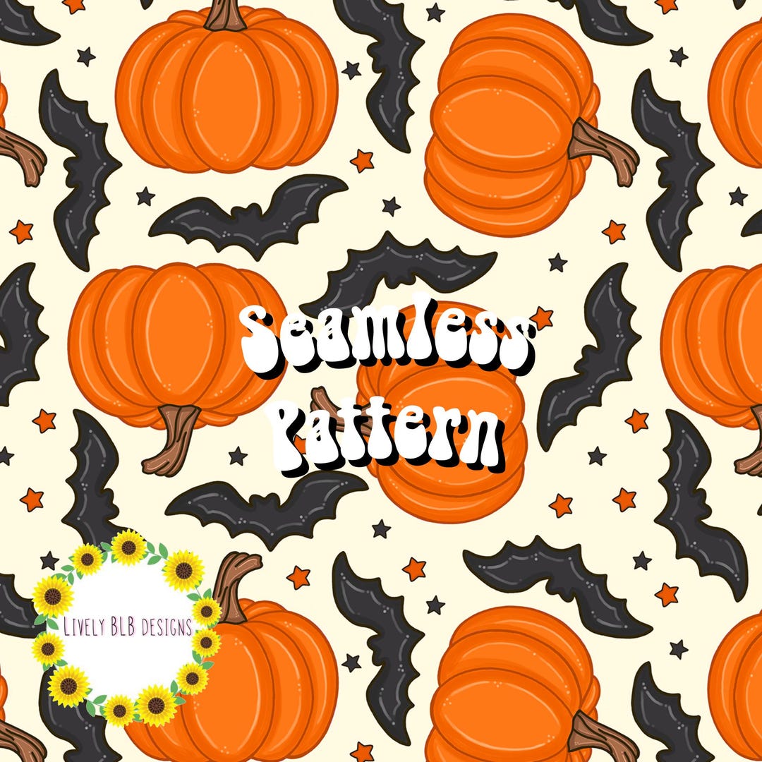 Halloween Bats Pumpkins Repeating Seamless Pattern File Design - Etsy