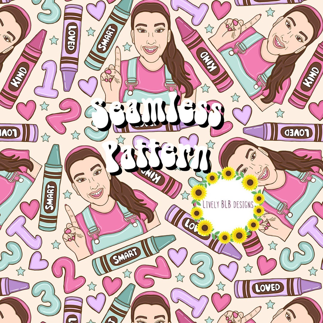 123 Love Ms. Rachel Repeating Seamless Pattern File Design - Etsy