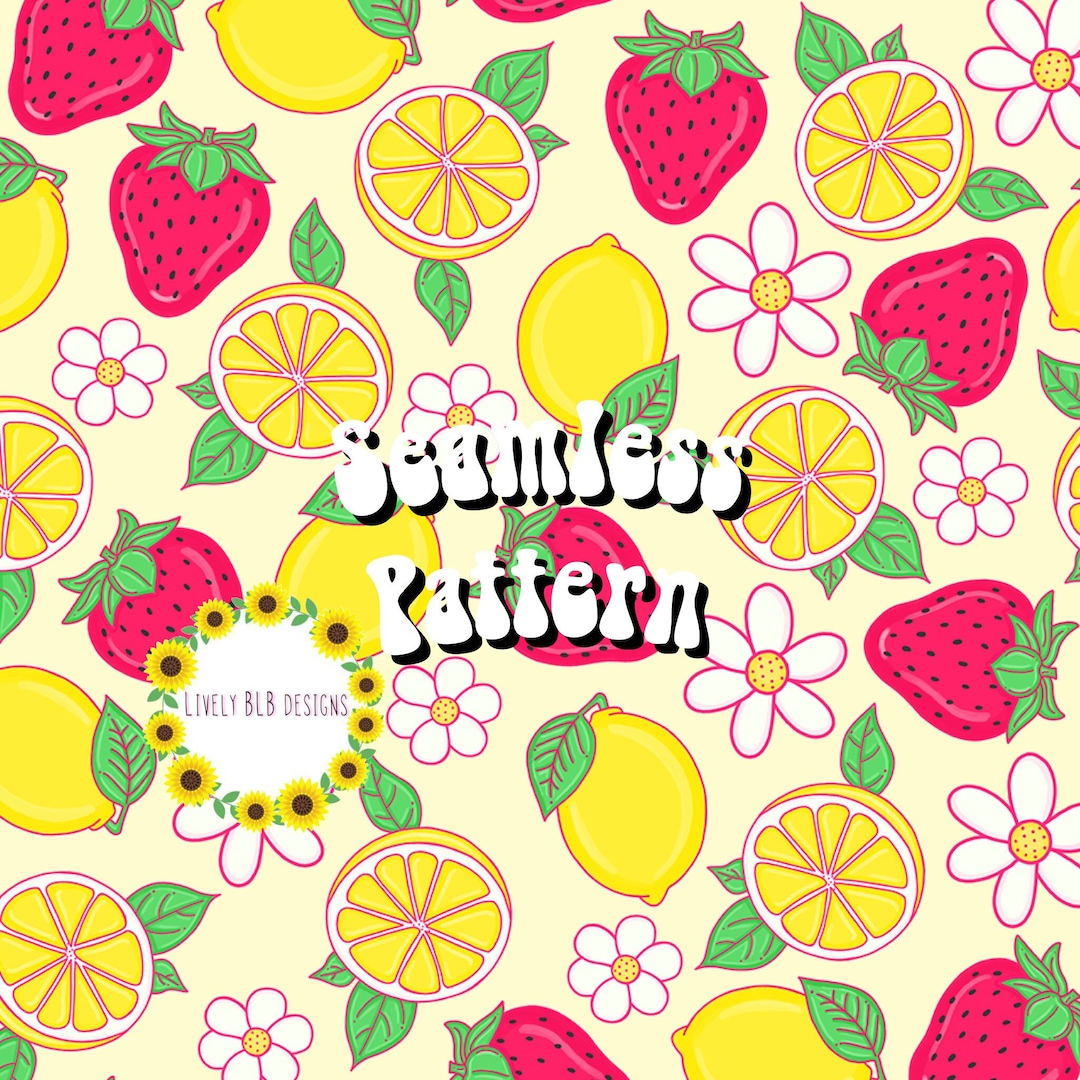 Summer Strawberry Lemon Repeating Seamless Pattern File Design - Etsy