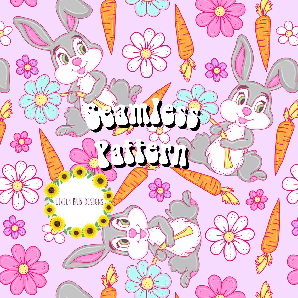 Easter Bunny Floral Carrots Repeating Seamless Pattern File Design - Etsy