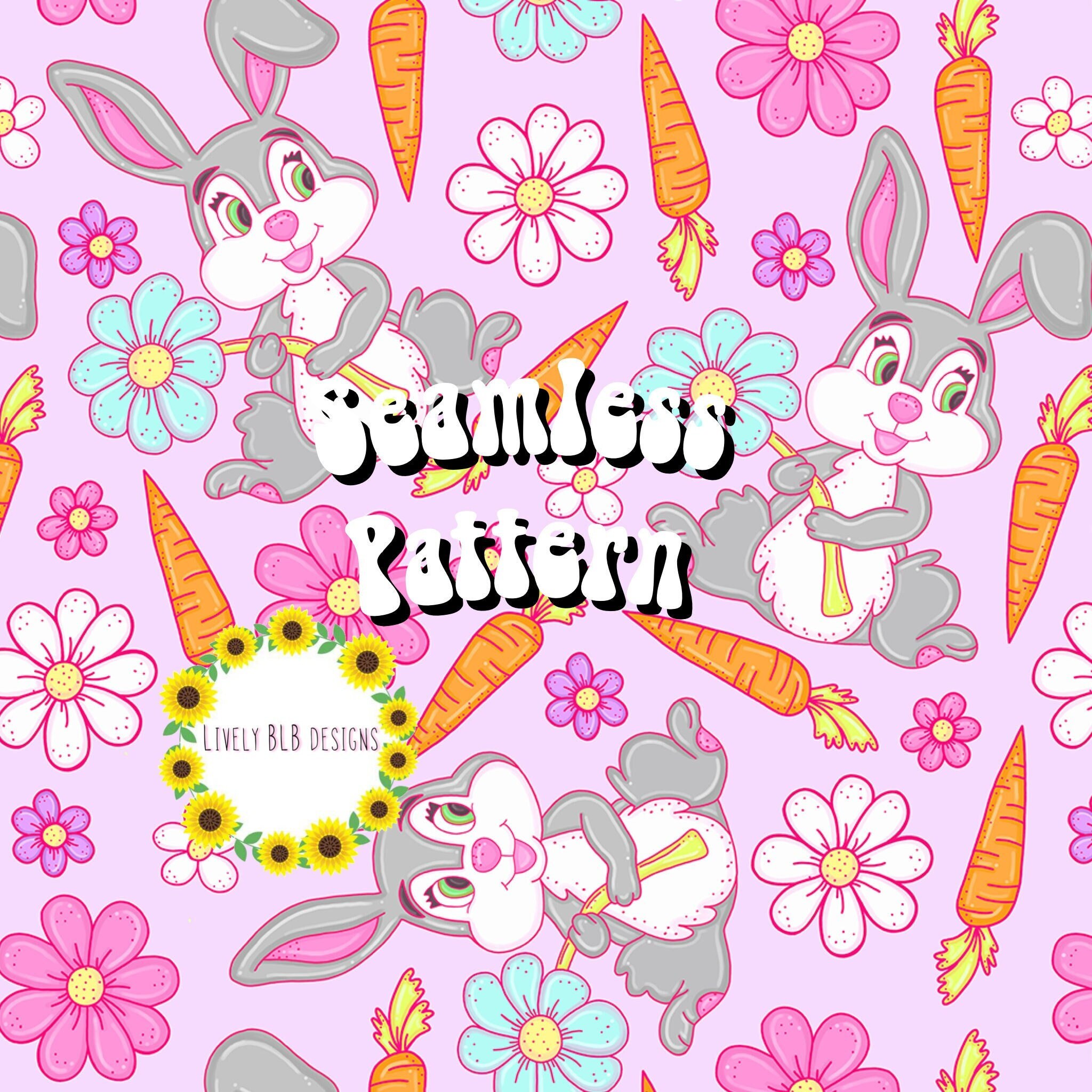 Easter Bunny Floral Carrots Repeating Seamless Pattern File Design - Etsy