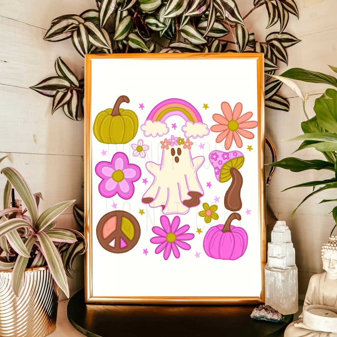 Retro Hippie Halloween Ghost PNG Tshirt Sublimation - Etsy