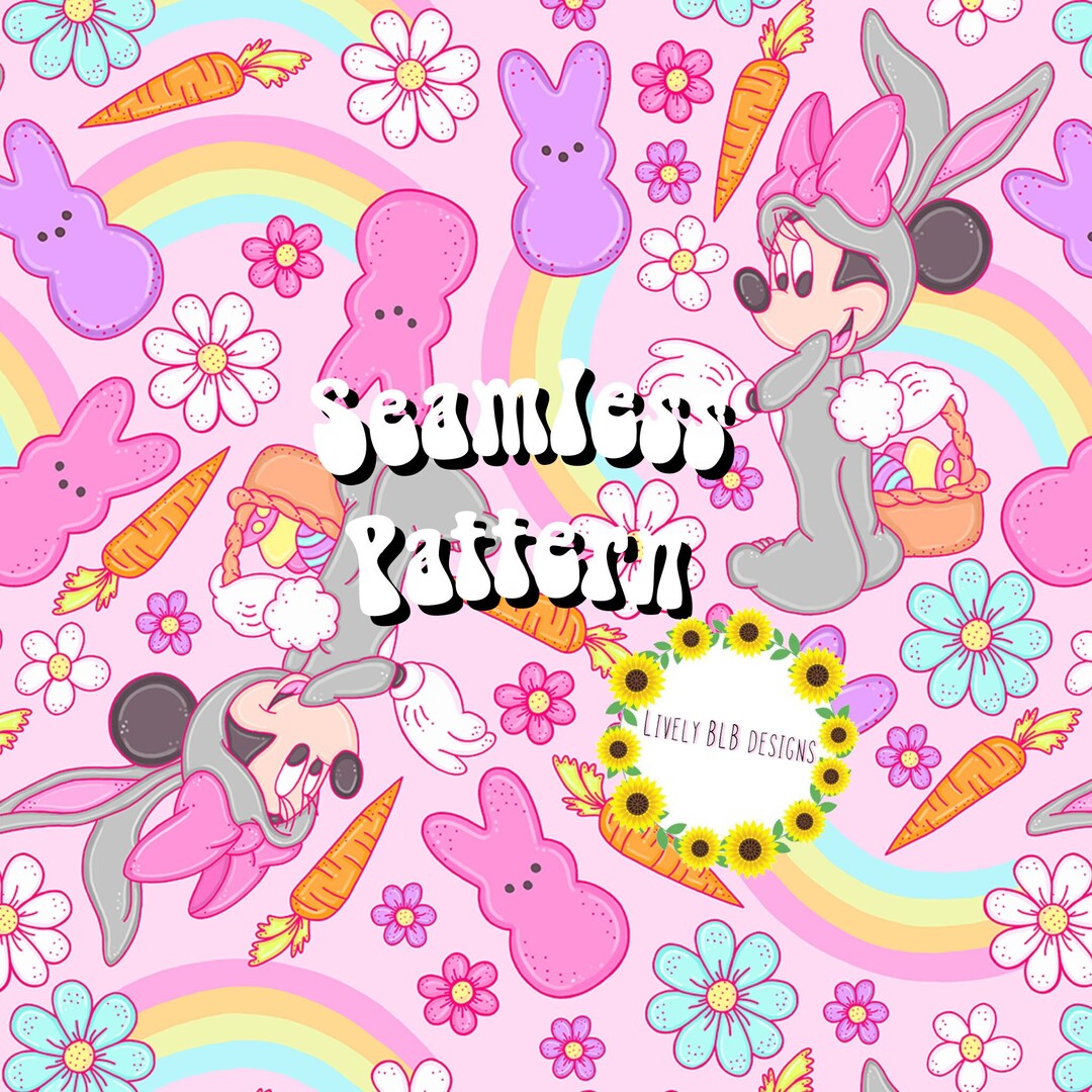Pink Easter Bunny Mouse Peep Repeating Seamless Pattern File Design - Etsy