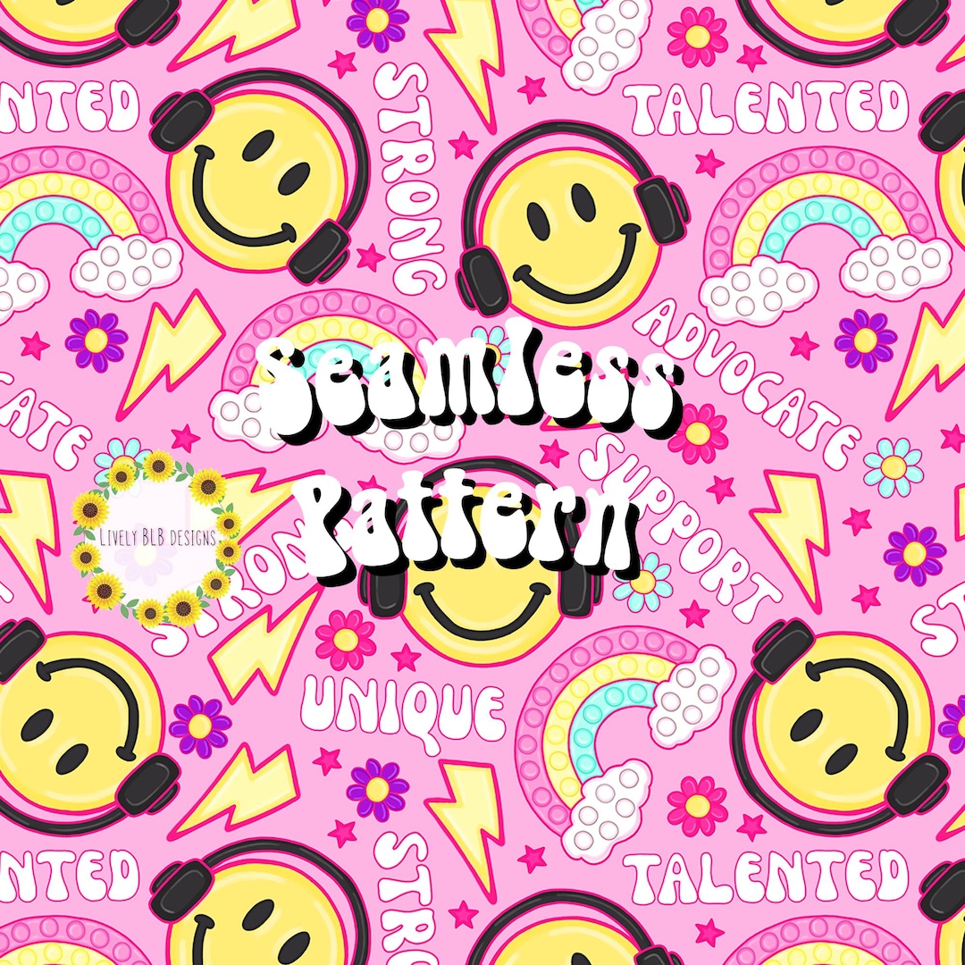 Smile Fidget Affirmation Autism Repeating Seamless Pattern File Design ...