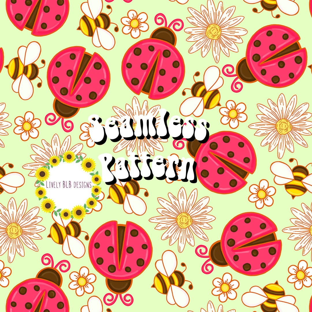 Summer Ladybug Bees Repeating Seamless Pattern File Design - Etsy