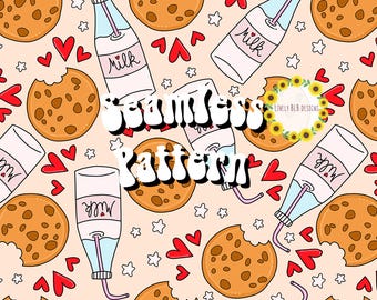 Milk and Cookies Seamless Pattern, Christmas Milk & Cookies Digital ...