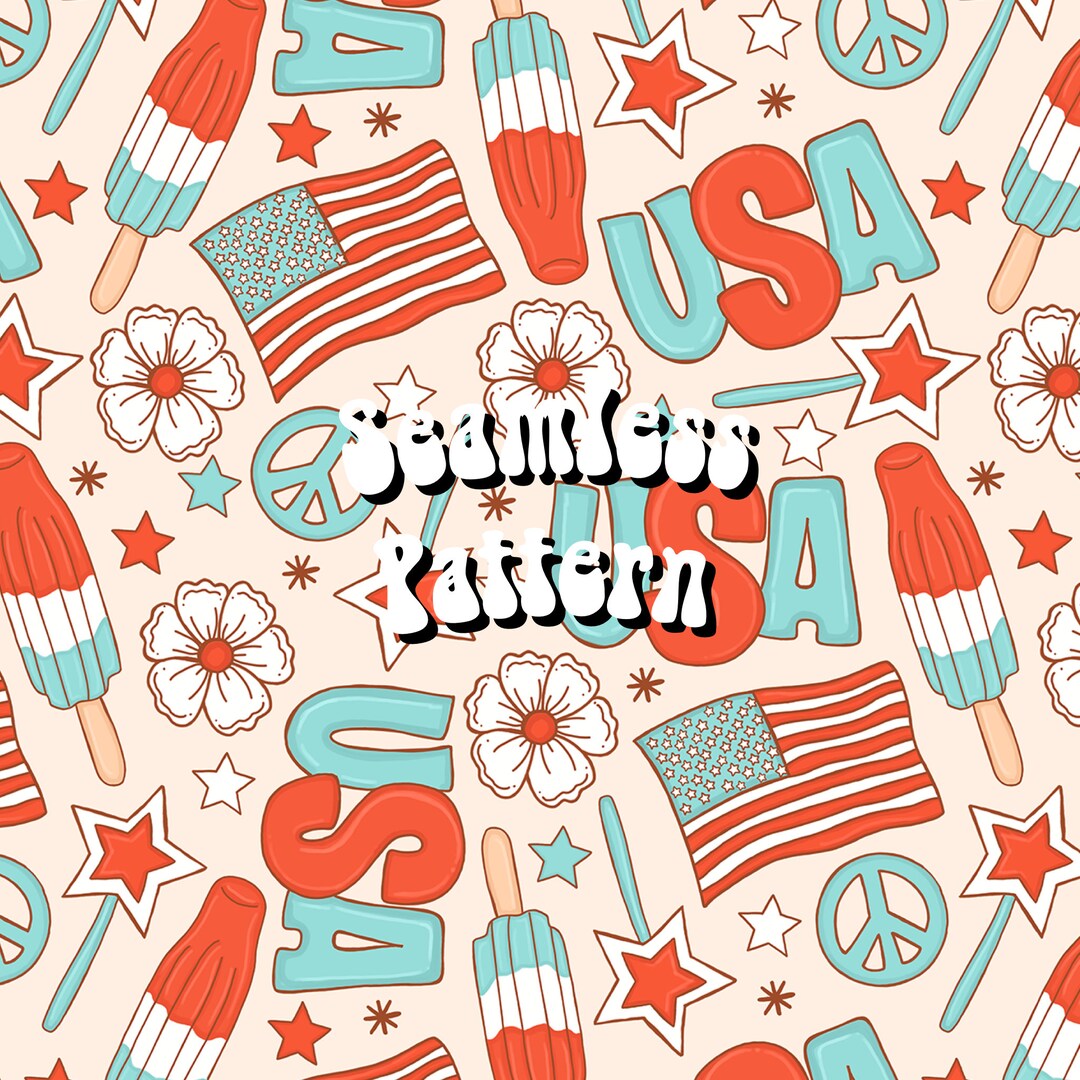 4th of July USA Repeating Seamless Pattern File Design - Etsy
