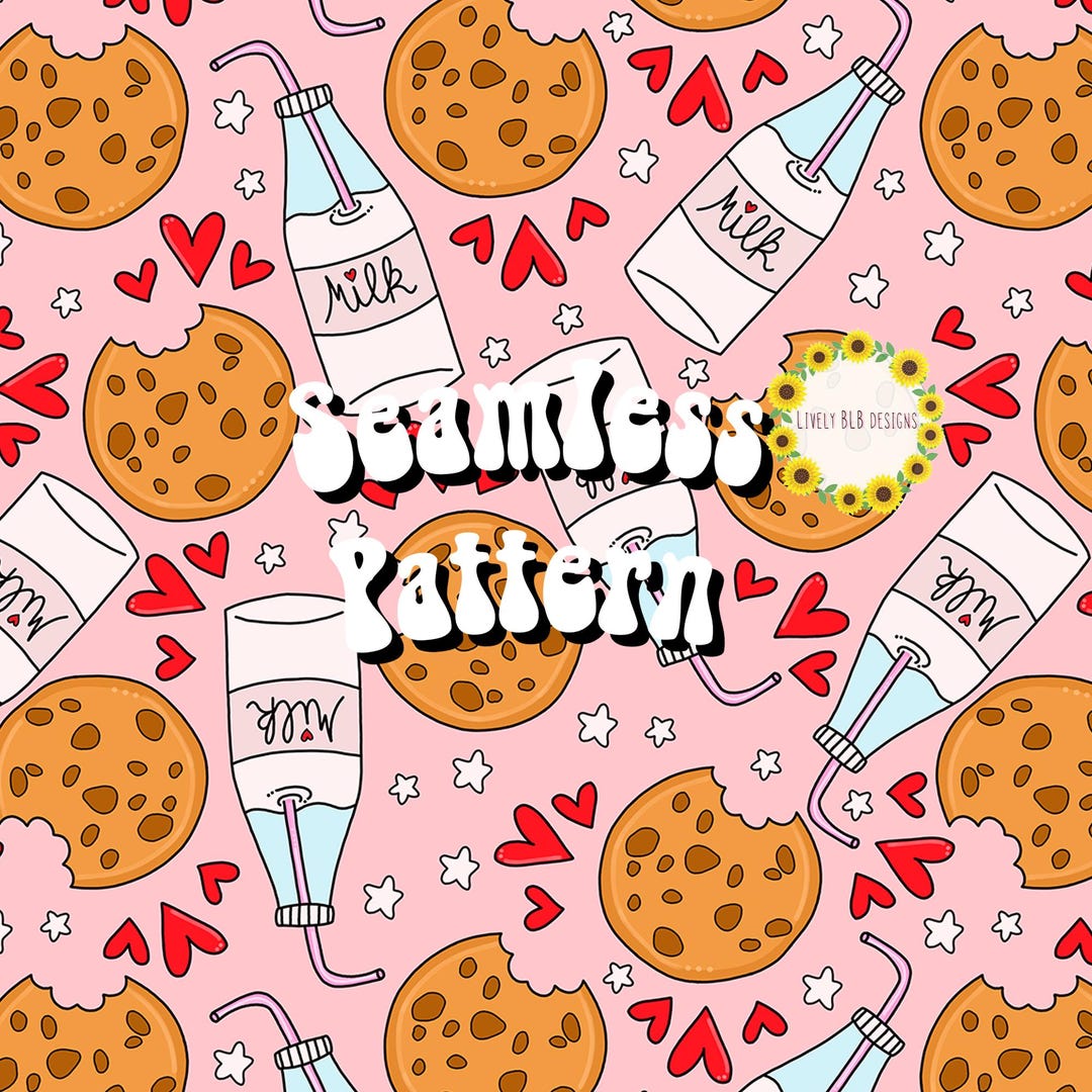 Pink Christmas Milk and Cookies Repeating Seamless Pattern File Design ...