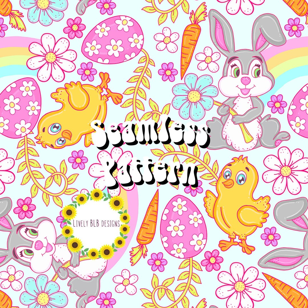 Spring Chick & Easter Bunny Repeating Seamless Pattern File Design - Etsy