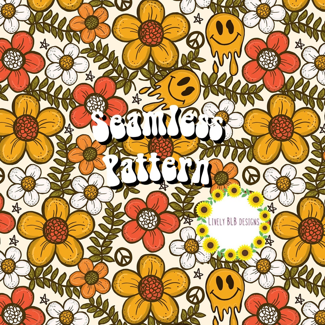 Boho Smile Floral Repeating Seamless Pattern File Design - Etsy