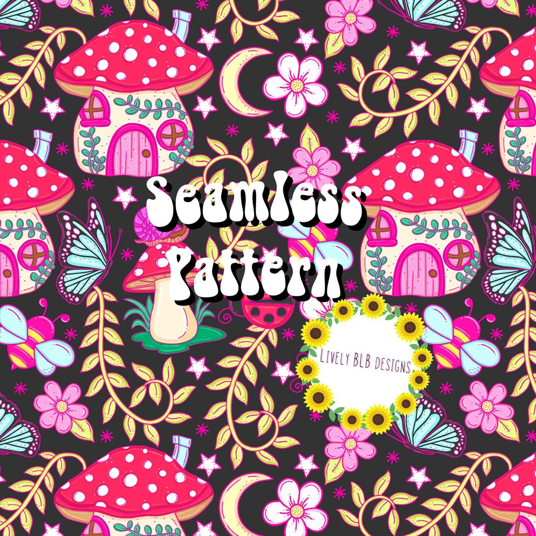 Cottage Core Mystical Mushroom Repeating Seamless Pattern File Design - Etsy