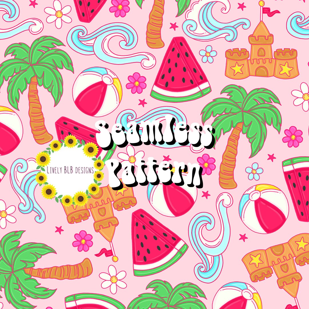 Summer Beach Watermelon Repeating Seamless Pattern File Design - Etsy