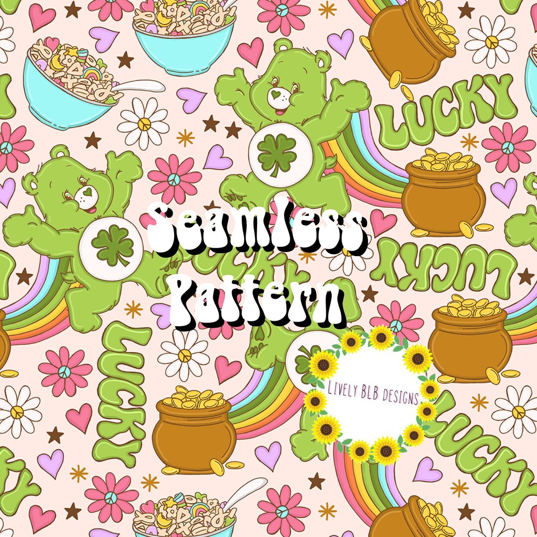 Lucky Bear St Patricks Day Repeating Seamless Pattern File Design - Etsy