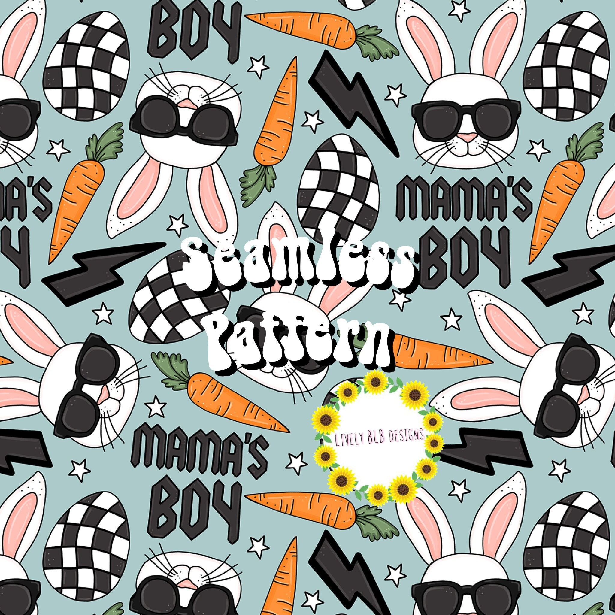 Mamas Boy Easter Bunny Repeating Seamless Pattern File Design - Etsy