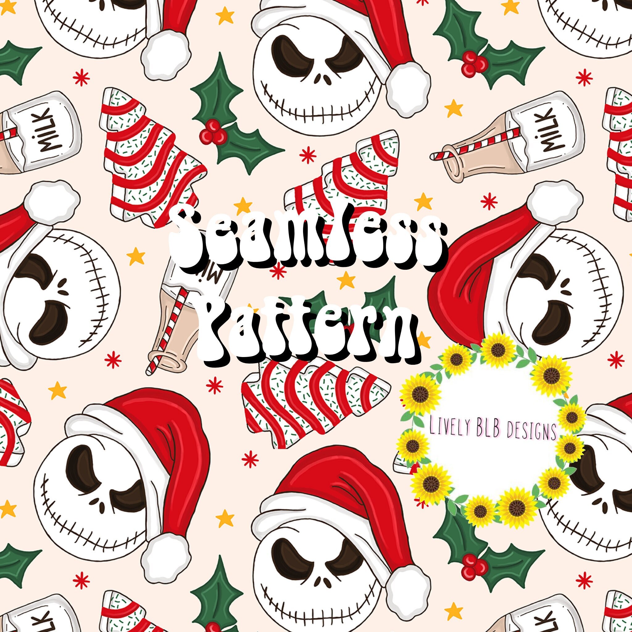 Nightmare Jolly Christmas Cakes Repeating Seamless Pattern File Design ...